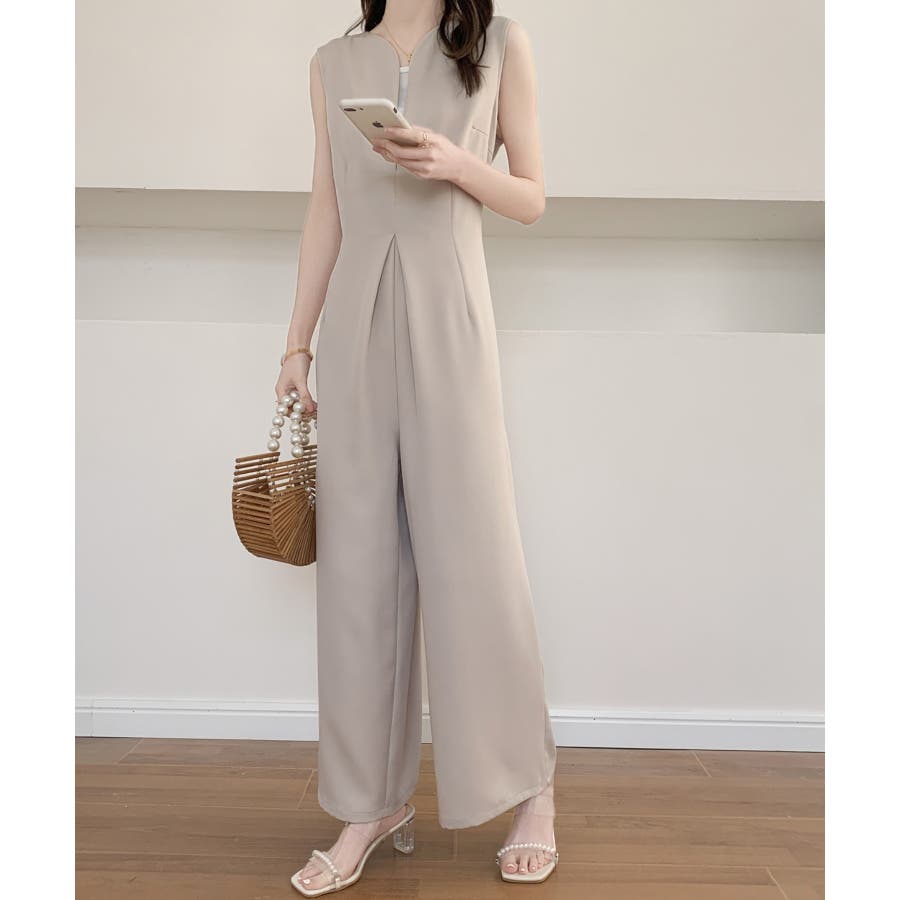 スキッパーネックワイドシルエットオールインワン[品番 スキッパーネックワイドシルエットオールインワン[品番