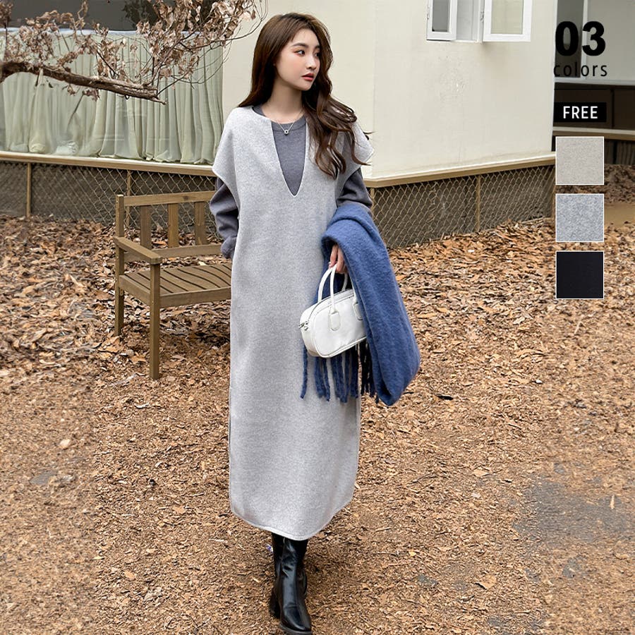 ワンピース Vネックワンピース ジャンパースカート[品番：COCW0005008]｜COCOMOMO（ココモモ）のレディースファッション通販｜SHOPLIST（ショップリスト）