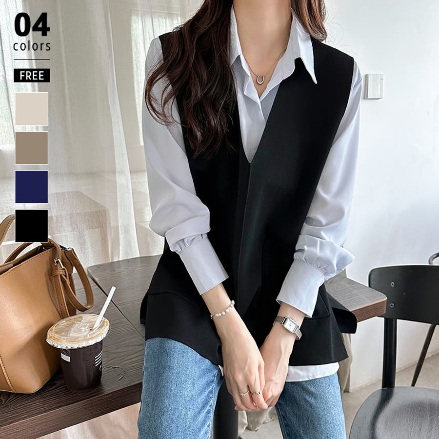 Vネックベスト ニットベスト サイドスリット入り[品番：COCW0005599]｜COCOMOMO（ココモモ）のレディースファッション通販｜SHOPLIST（ショップリスト）