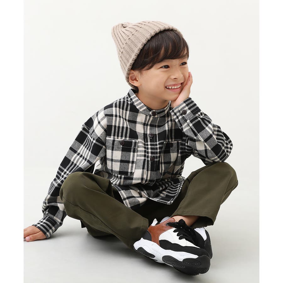 バンドカラー ネルシャツ 子供服[品番：VR000009504]｜devirock（デビロック）のキッズファッション通販｜SHOPLIST（ショップリスト）