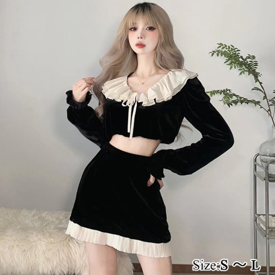 シフォン襟がかわいいトップスとミニスカートのセットアップドレス[品番：GXAW0002400]｜GRAXIA（グラシア）のレディースファッション通販｜SHOPLIST（ショップリスト）