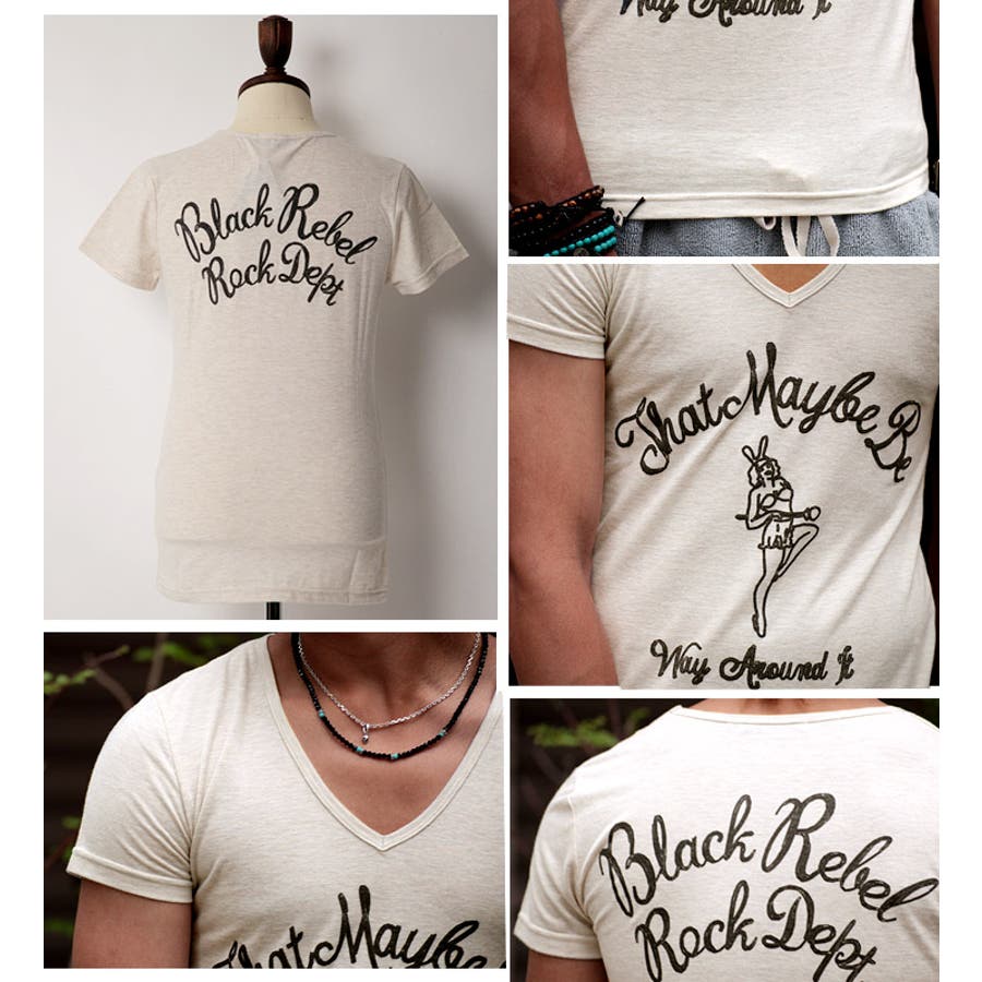 Roshell VネックチェーンタイプバニータイププリントTシャツ お兄系[品番：JG000005083]｜JIGGYS SHOP（ジギーズ ...