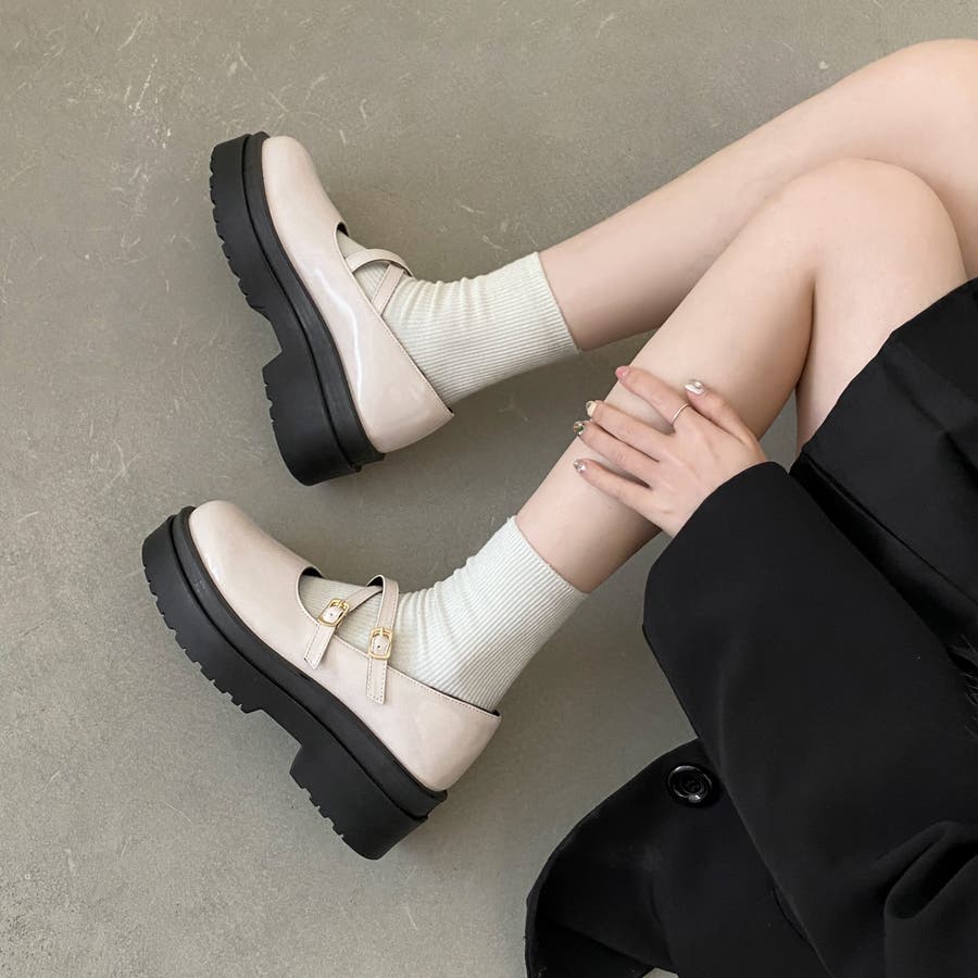 厚底 2WAY ダブルストラップ メリージェーン シューズ 1828 厚底 2WAY ダブルストラップ メリージェーン シューズ 1828
