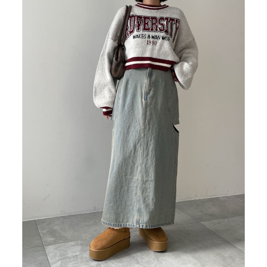 サークルカットレイヤードデニムロングスカート[品番 サークルカットレイヤードデニムロングスカート[品番