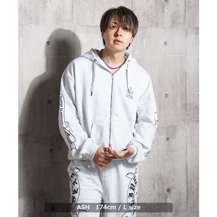 クロスデザイン 袖ロゴ ジップパーカー[品番：OCGW0004388]｜ONE 4