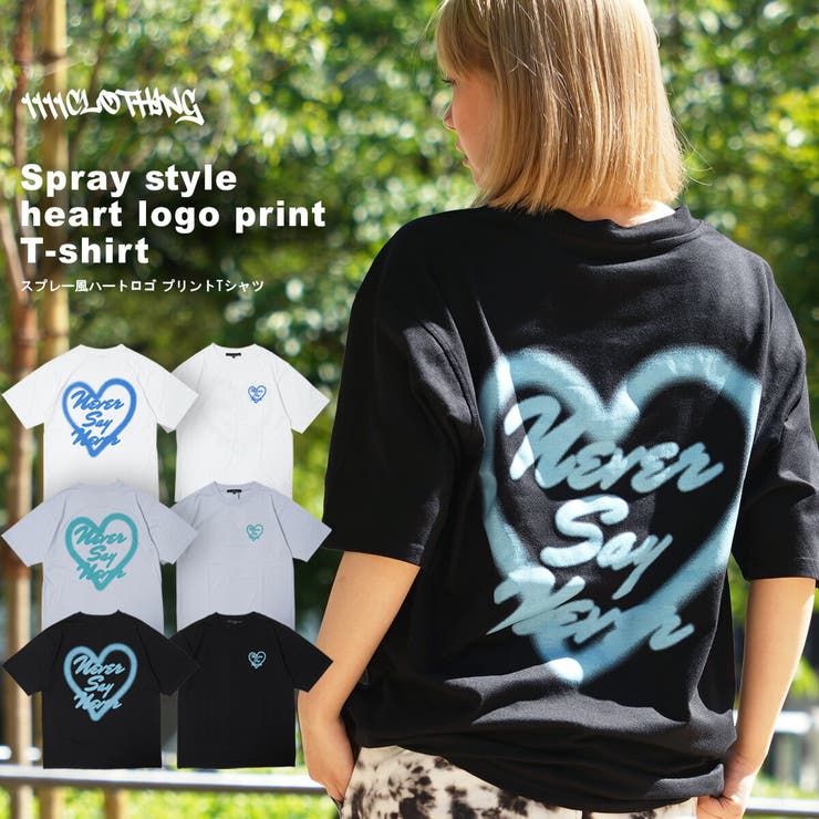 ◇スプレー風ハートロゴ プリントTシャツ◇ tシャツ[品番 ◇スプレー風ハートロゴ プリントTシャツ◇ tシャツ[品番