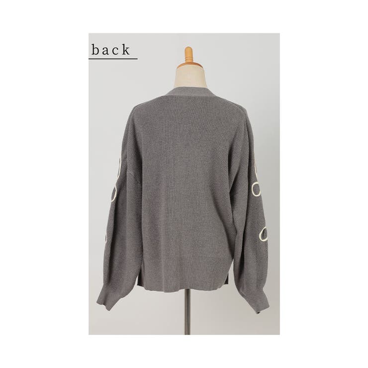 流れるレトロな可愛さリボン柄ニットカーディガン レディース