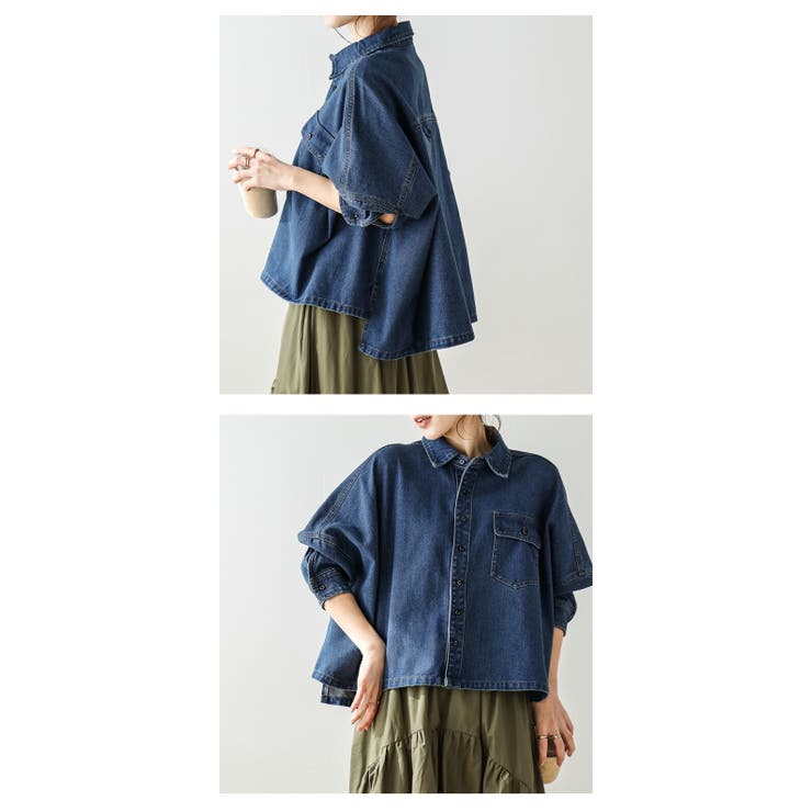 デニムジャケット シャツ ワイドシルエット[品番:AMLW0002702 デニムジャケット シャツ ワイドシルエット[品番:AMLW0002702