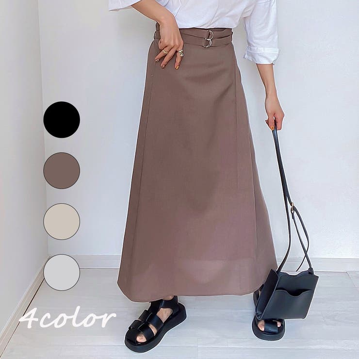 リネン混ダブルベルトロングスカート | chavezimportadora.com