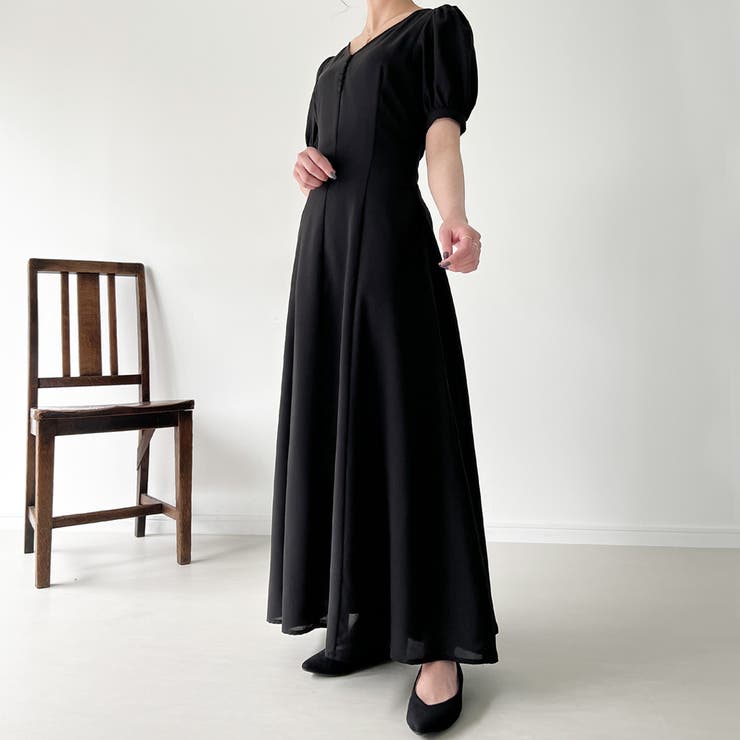 バックレースアップVネックフレアワンピース[品番：AMTW0005926]｜JUNOAH（ジュノア ）のレディースファッション通販｜SHOPLIST（ショップリスト）