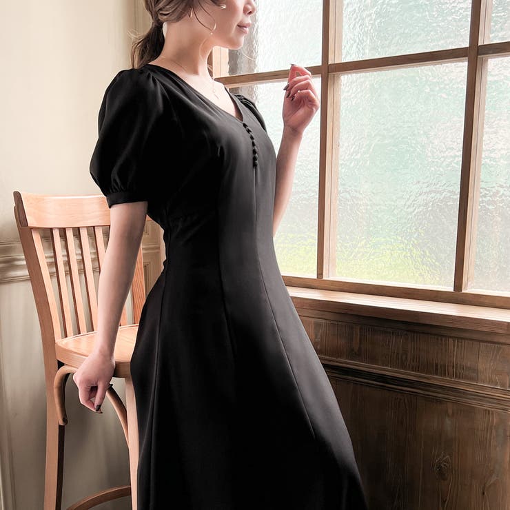 バックレースアップVネックフレアワンピース[品番：AMTW0005926]｜JUNOAH（ジュノア ）のレディースファッション通販｜SHOPLIST（ショップリスト）