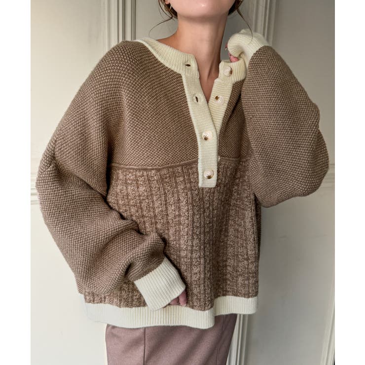 配色ジャガードオーバーサイズニット[品番：AMTW0011465]｜JUNOAH（ジュノア ）のレディースファッション通販｜SHOPLIST（ショップリスト）