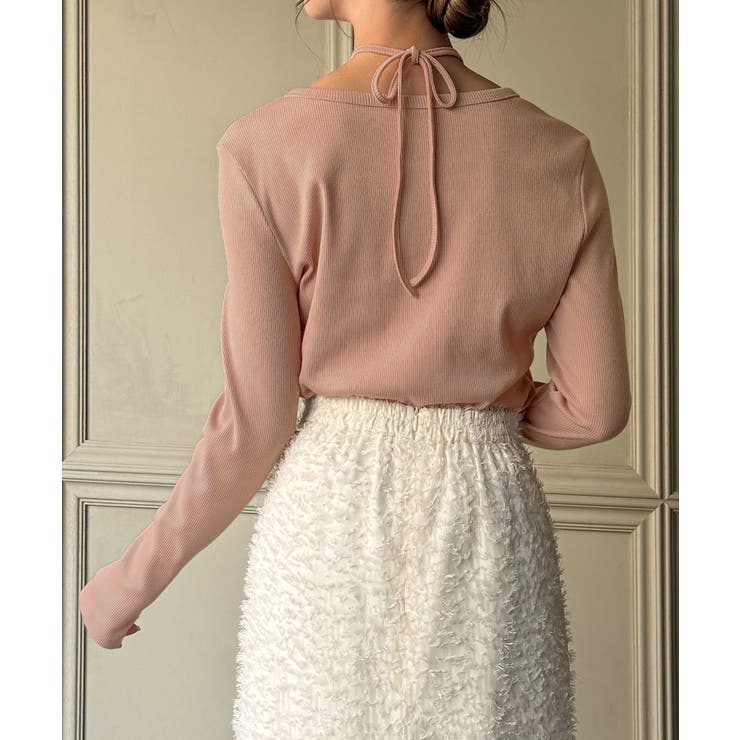 襟クロスリボンデザインリブトップス[品番：AMTW0011452]｜JUNOAH（ジュノア ）のレディースファッション通販｜SHOPLIST ...