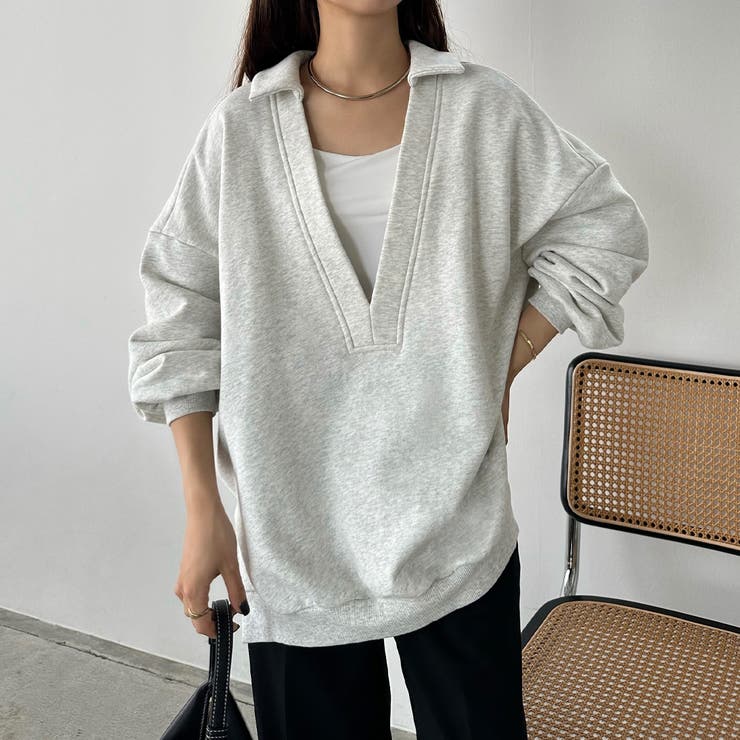 callautia 深Vネックスウェット[品番：AMTW0009221]｜JUNOAH（ジュノア ）のレディースファッション通販｜SHOPLIST（ショップリスト）