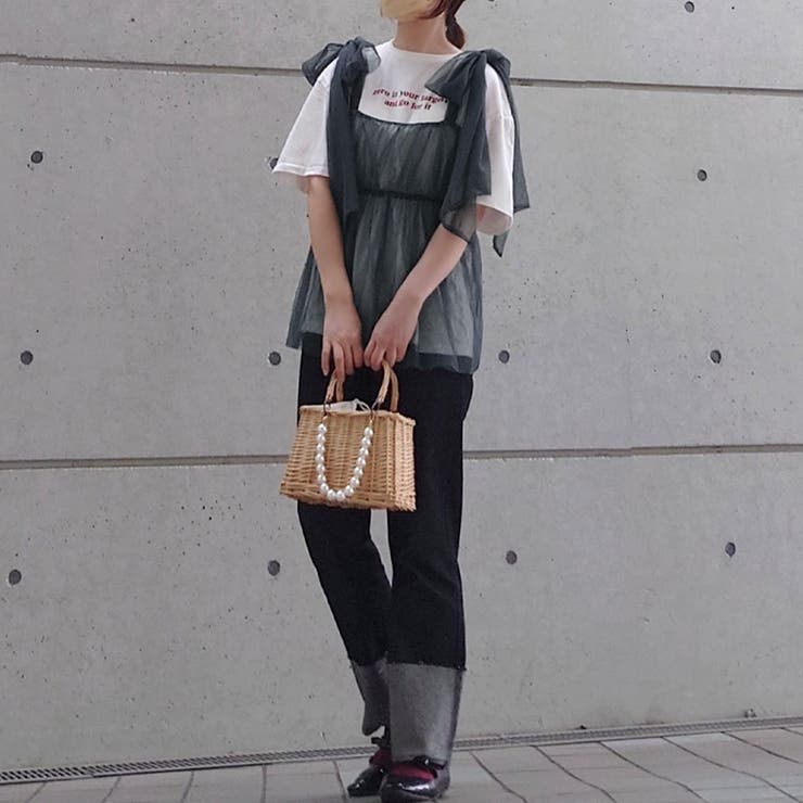 肩リボンチュールギャザーキャミソール[品番：AMTW0010598]｜JUNOAH（ジュノア ）のレディースファッション通販｜SHOPLIST（ショップリスト）