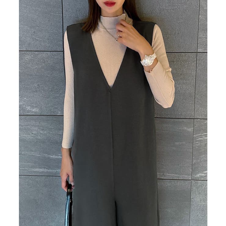 Vネックオールインワン[品番：AMTW0011556]｜JUNOAH（ジュノア ）のレディースファッション通販｜SHOPLIST（ショップリスト）