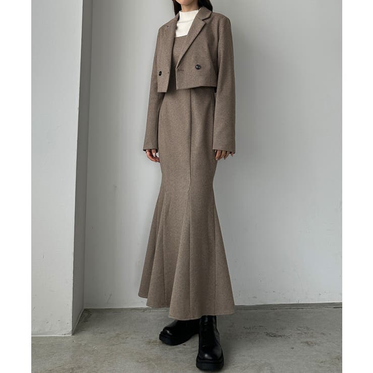 Louere ヘリンボーンショートジャケット&マーメイドキャミ Louere ヘリンボーンショートジャケット&マーメイドキャミ