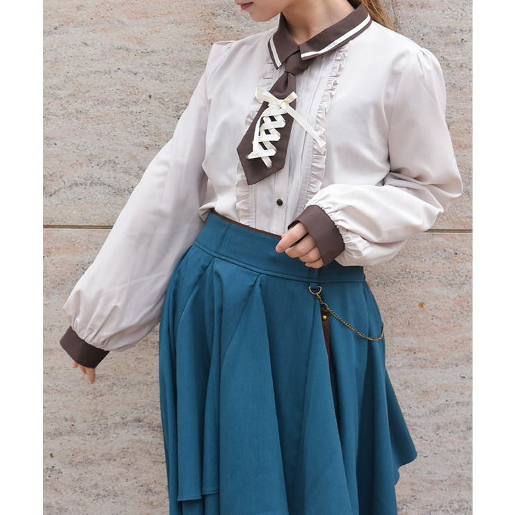 レースアップタイ付ブラウス[品番：IGAW0007446]｜axes femme（アクシーズファム）のレディースファッション通販 ...