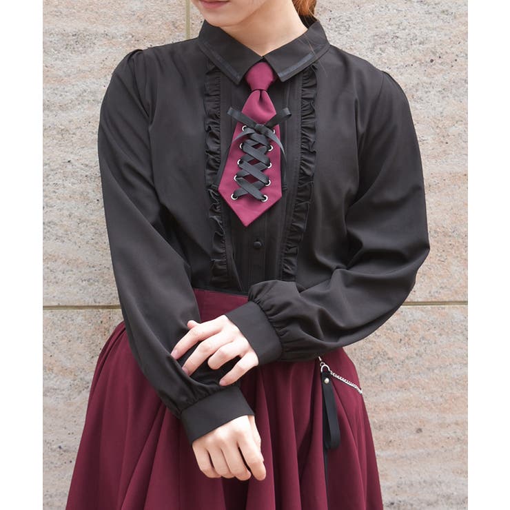 レースアップタイ付ブラウス[品番：IGAW0007446]｜axes femme（アクシーズファム）のレディースファッション通販 ...