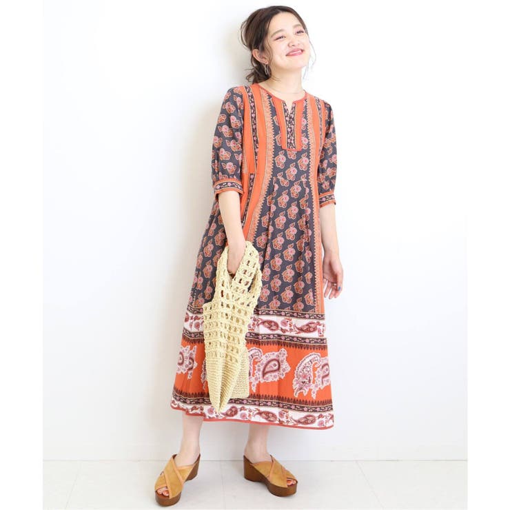 B.C STOCK>ペイズリー柄ロングワンピース◇[品番:BYCW0003246 B.C STOCK>ペイズリー柄ロングワンピース◇[品番:BYCW0003246
