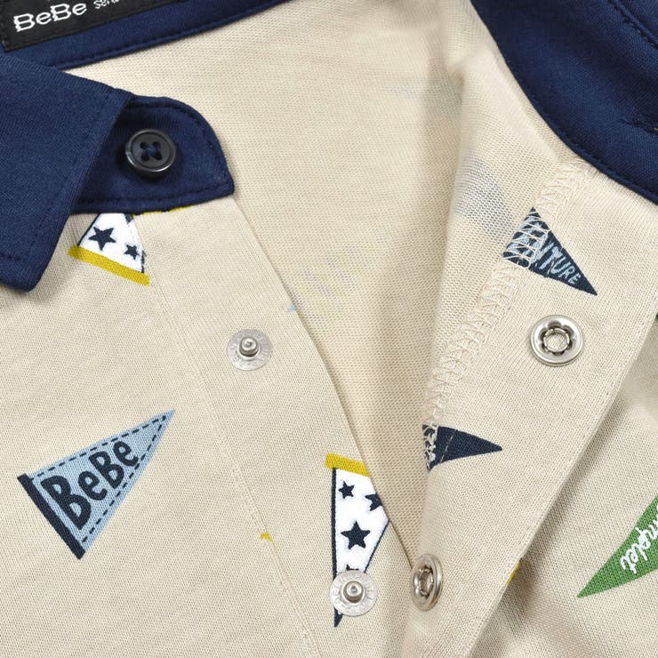 フラッグプリント長袖ポロシャツ(90~140cm)[品番：BEBK0007245]｜BeBe（ベベ）のキッズファッション通販｜SHOPLIST（ショップリスト）