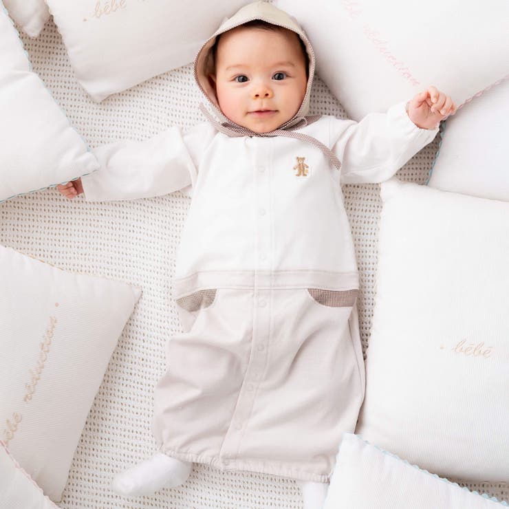 PlaXコットン配色ギンガム2WAYオール(50~75cm)[品番：BEBK0009091]｜fillot de bb rduction（フィヨデュベベルダクティオン）のキッズファッション通販 ...