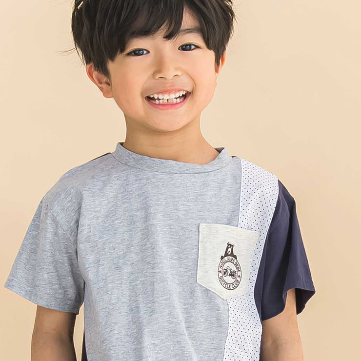 天竺縦配色切り替え半袖Tシャツ(80~130cm)[品番:BEBK0011010 天竺縦配色切り替え半袖Tシャツ(80~130cm)[品番:BEBK0011010