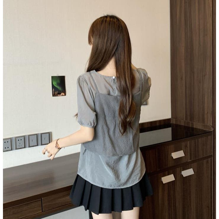 レイヤード感溢れる可愛いブラウス【韓国ファッション】[品番 レイヤード感溢れる可愛いブラウス【韓国ファッション】[品番