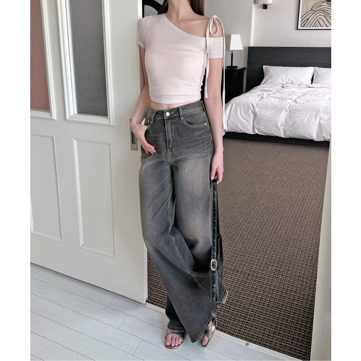 ヴィンテージウォッシングワイドデニムパンツ[品番:FROW0001407 ヴィンテージウォッシングワイドデニムパンツ[品番:FROW0001407
