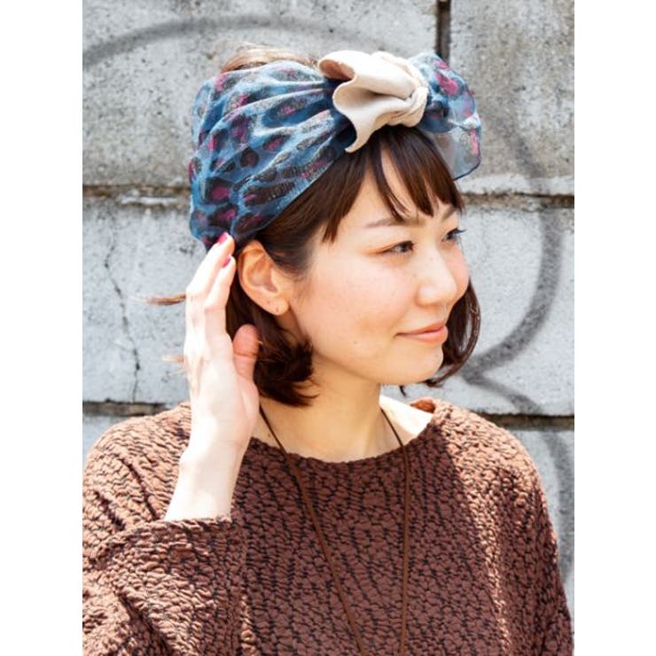 チャイハネ】レオパード&無地リボンヘアバンド[品番 チャイハネ】レオパード&無地リボンヘアバンド[品番