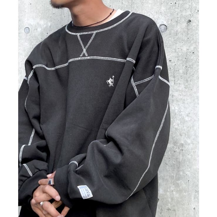 《Javaジャバコラボ》ステッチが効く。大人の裏起毛配色ステッチロゴスウェット[品番：WZ000004890]｜Classical Elf Men（クラシカルエルフ メン）のメンズファッション ...