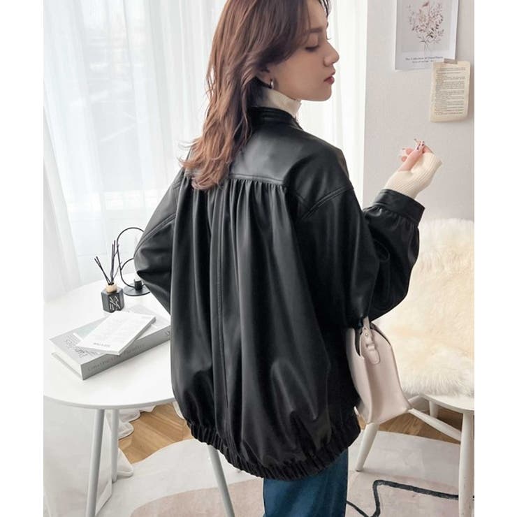 《JaVaジャバ コラボ》大人の品格。フェイクレザーライダースジャケット[品番：WZ000004448]｜Classical Elf （クラシカルエルフ）のレディースファッション通販 ...