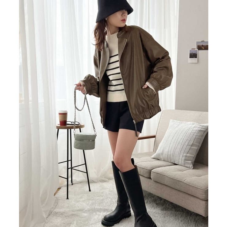 《JaVaジャバ コラボ》大人の品格。フェイクレザーライダースジャケット[品番：WZ000004448]｜Classical Elf （クラシカルエルフ）のレディースファッション通販 ...