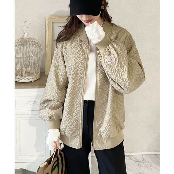 《JaVaジャバ コラボ》大人の上品。エンボス加工ジップブルゾン[品番：WZ000004483]｜Classical Elf （クラシカルエルフ）のレディースファッション通販｜SHOPLIST ...