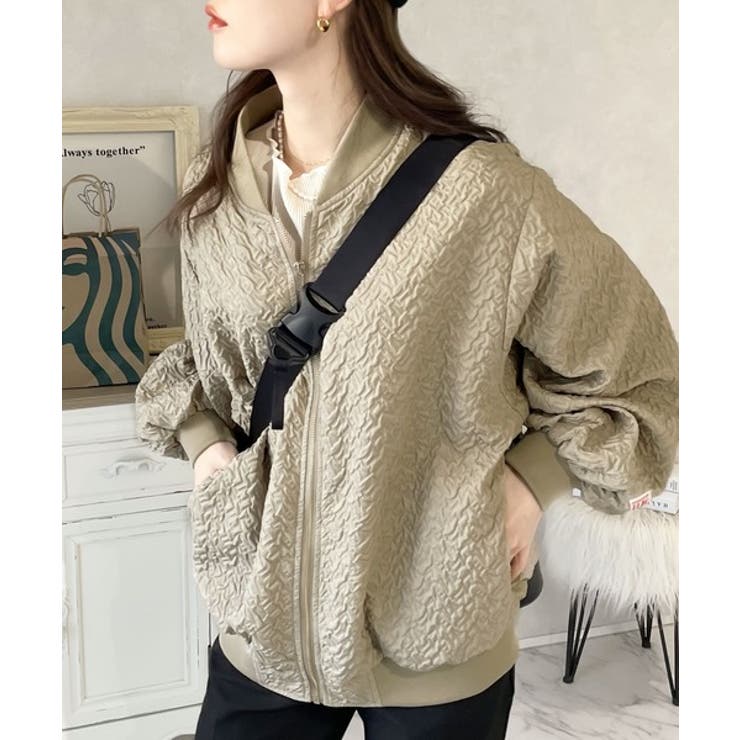 《JaVaジャバ コラボ》大人の上品。エンボス加工ジップブルゾン[品番：WZ000004483]｜Classical Elf （クラシカルエルフ）のレディースファッション通販｜SHOPLIST ...