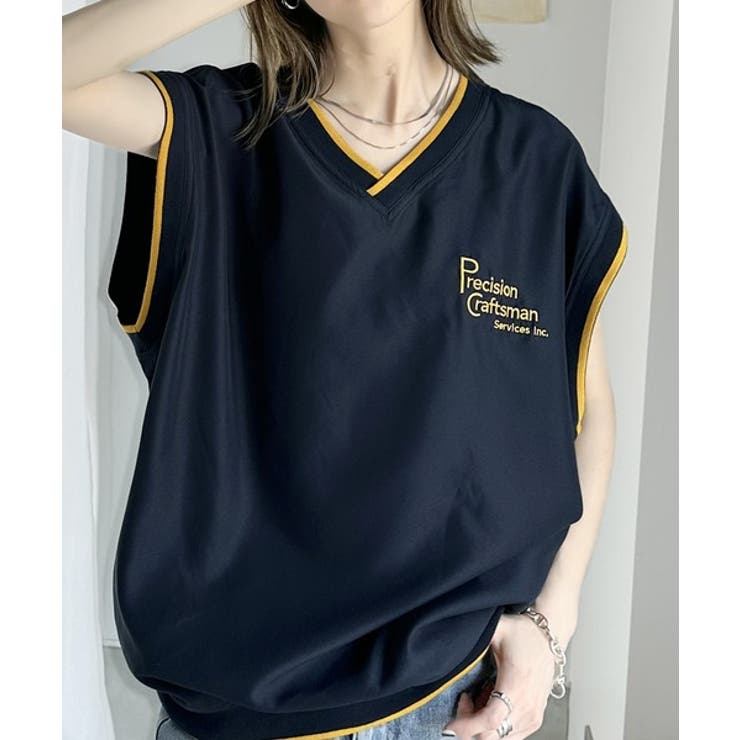 《JAVAジャバ 別注》大人スポーティーライク。リブラインロゴ刺繍ベスト[品番：WZ000004688]｜Classical Elf （クラシカルエルフ）のレディースファッション通販 ...