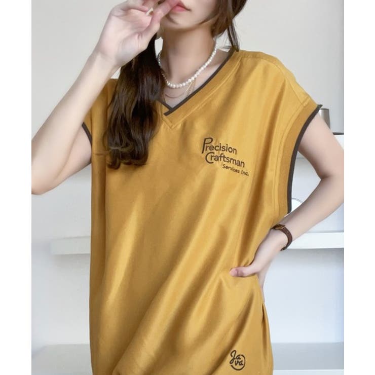 《JAVAジャバ 別注》大人スポーティーライク。リブラインロゴ刺繍ベスト[品番：WZ000004688]｜Classical Elf （クラシカルエルフ）のレディースファッション通販 ...