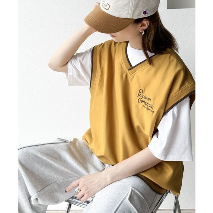 《JAVAジャバ 別注》大人スポーティーライク。リブラインロゴ刺繍ベスト[品番：WZ000004688]｜Classical Elf （クラシカルエルフ）のレディースファッション通販 ...