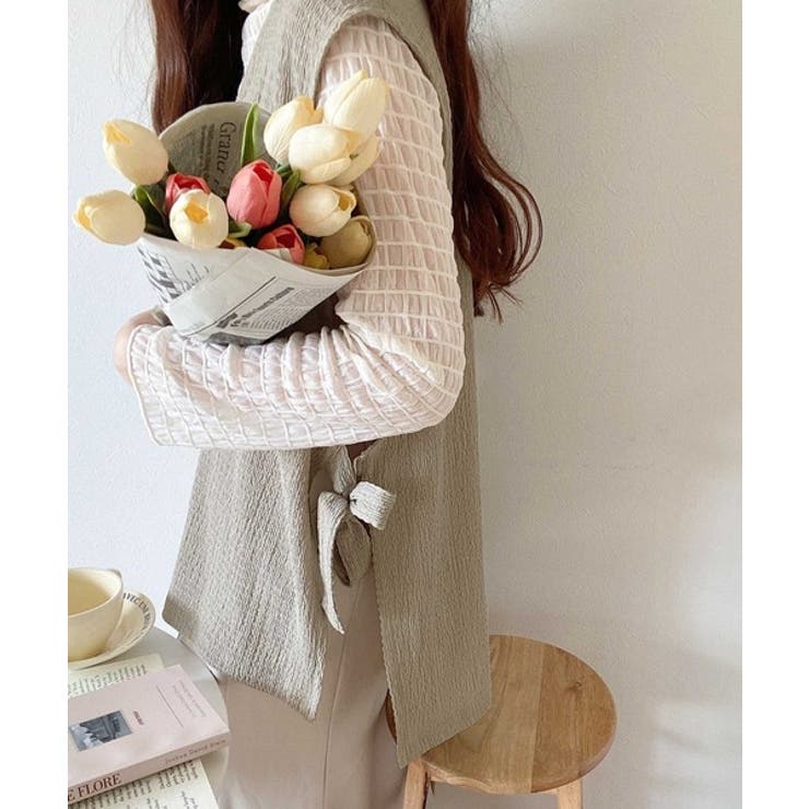 《JaVaジャバ コラボ》1枚であか抜け。サイドリボン深Vネックベスト[品番：WZ000004441]｜Classical Elf （クラシカルエルフ）のレディースファッション通販 ...