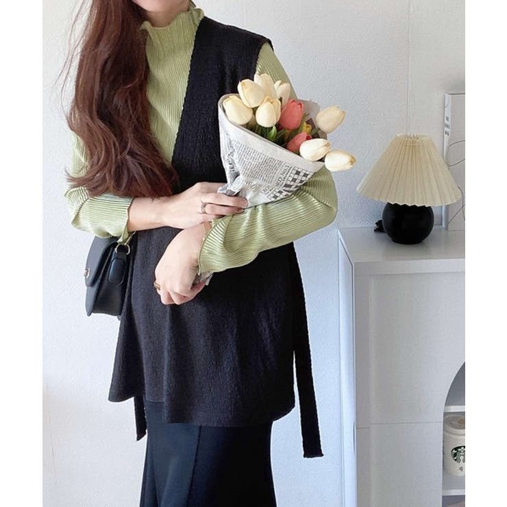 《JaVaジャバ コラボ》1枚であか抜け。サイドリボン深Vネックベスト[品番：WZ000004441]｜Classical Elf （クラシカルエルフ）のレディースファッション通販 ...