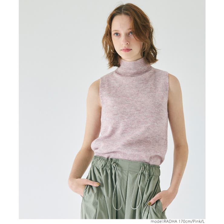 ヤク風ノースリーブハイネックニットベスト[品番：PA000016145]｜coca