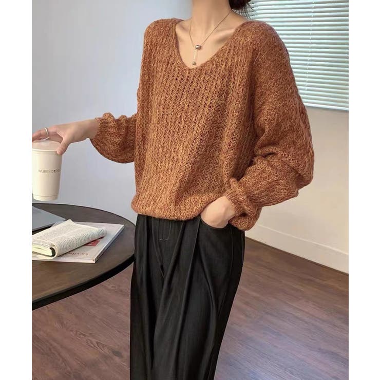 ざっくりゆるニット セーター Vネック長袖ニット[品番：COCW0006061]｜COCOMOMO（ココモモ）のレディースファッション通販｜SHOPLIST（ショップリスト）