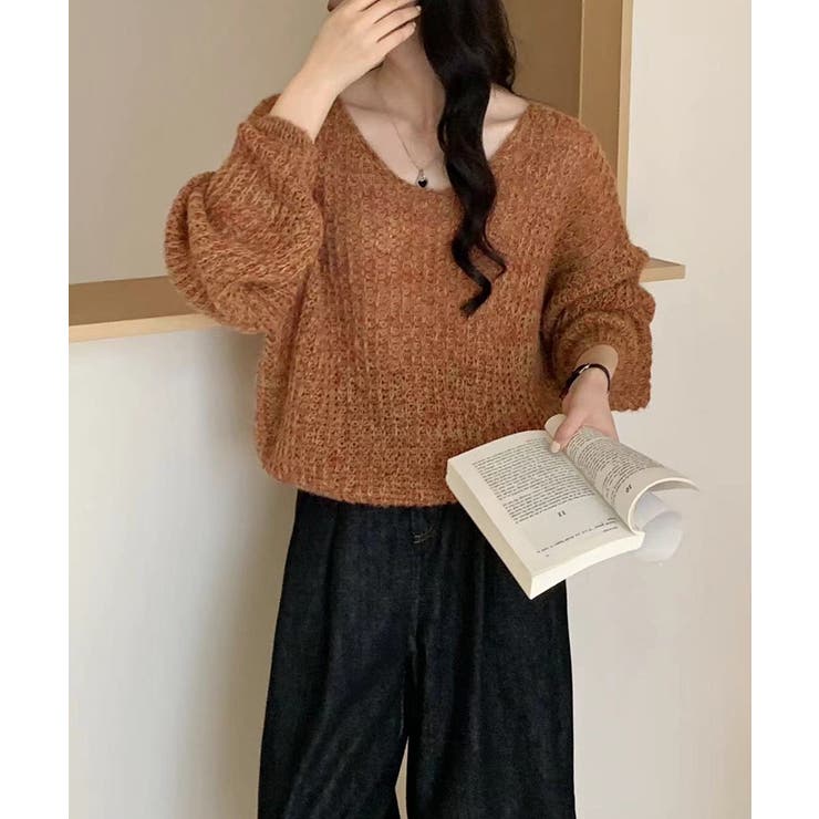ざっくりゆるニット セーター Vネック長袖ニット[品番：COCW0006061]｜COCOMOMO（ココモモ）のレディースファッション通販｜SHOPLIST（ショップリスト）