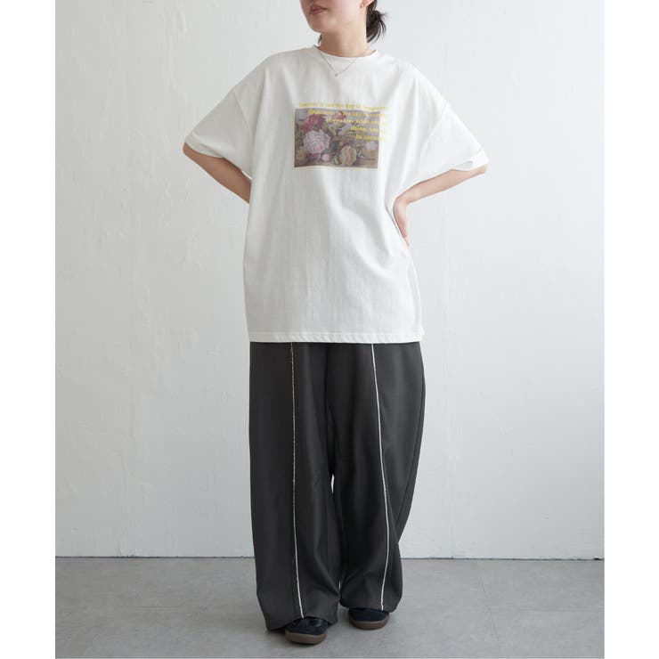 フラワープリントオーバーサイズTシャツ[品番:IKAW0022360 フラワープリントオーバーサイズTシャツ[品番:IKAW0022360