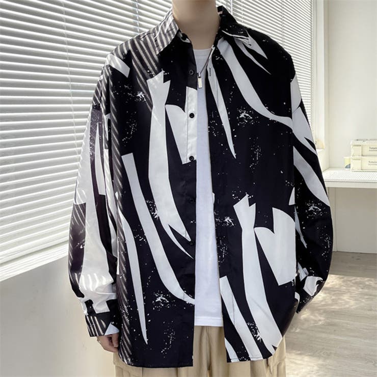 柄シャツ ブラック×ホワイト モノトーン[品番：DCTW0003919]｜Decorative （デコラティブ）のレディースファッション通販｜SHOPLIST（ショップリスト）