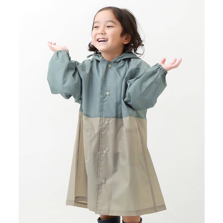 ランドセル対応 袖丈を調整できる バイカラーレインコート[品番：VR000009666]｜devirock（デビロック）のキッズファッション通販｜SHOPLIST（ショップリスト）