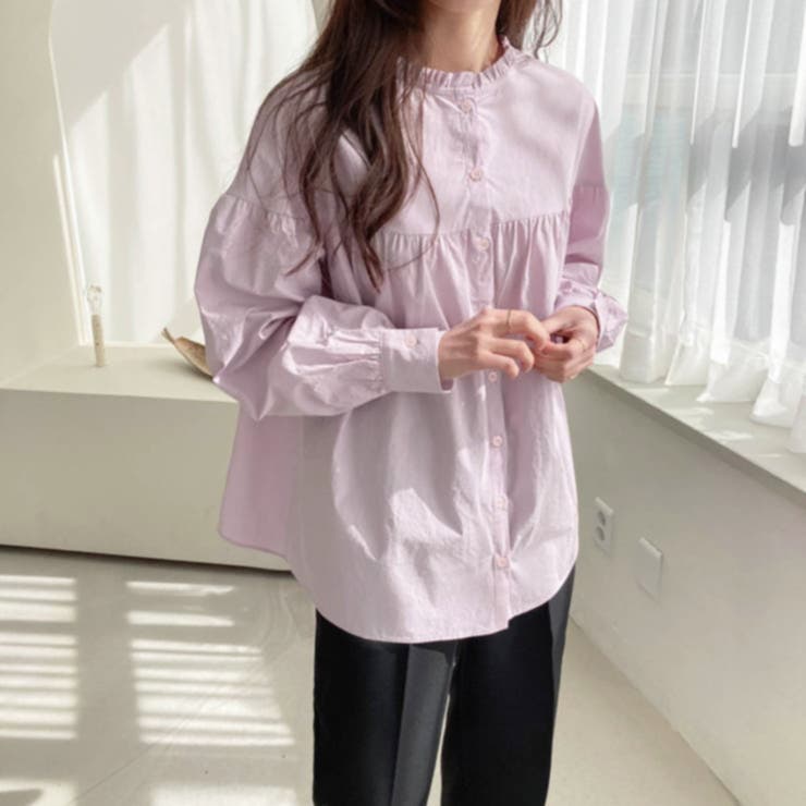 前後2wayギャザー切り替えブラウス【韓国ファッション】[品番：ZJ000018924]｜Girly Doll（ガーリードール）のレディースファッション通販｜SHOPLIST（ショップリスト）