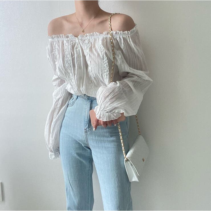 2wayショルダーコットンレースブラウス【韓国ファッション】【春夏新商品】[品番：ZJ000020688]｜Girly Doll（ガーリードール）のレディースファッション通販｜SHOPLIST ...