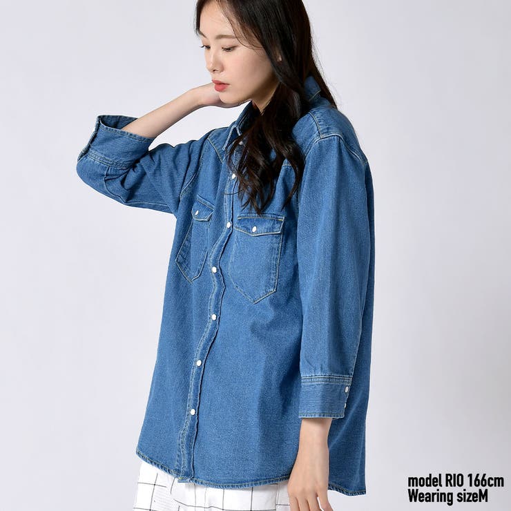 綿デニム7分袖シャツ メンズ デニムシャツ[品番：NFLM0000254]｜ENJOUEMEN（エンジョウメン）のメンズファッション通販｜SHOPLIST（ショップリスト）