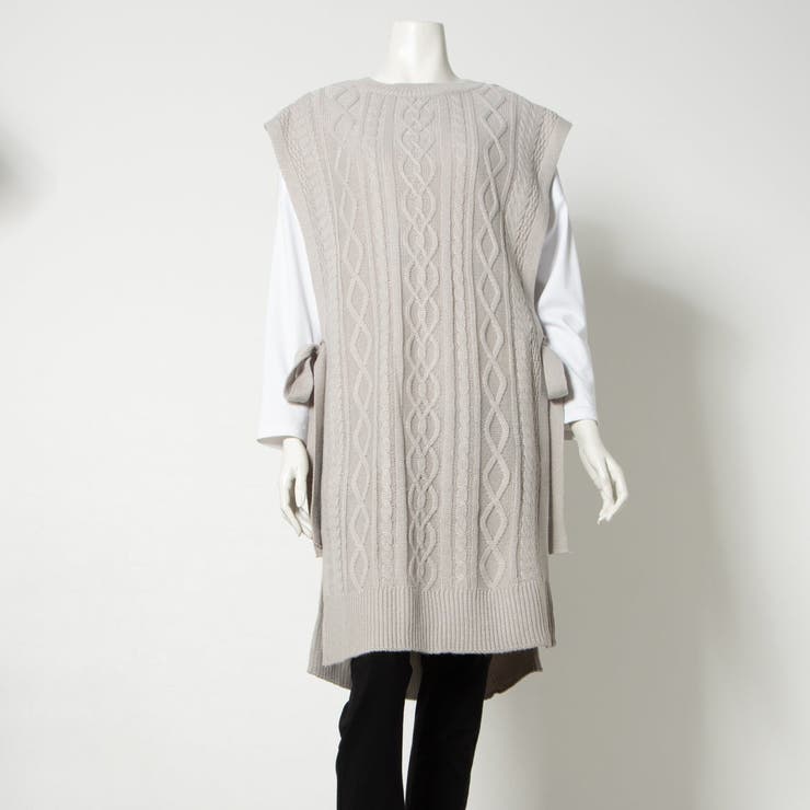 【FINE】【MAO WAO】サイドリボンクルーネックニットベストチュニック[品番：FINW0004041]｜FINE （ファイン）のレディースファッション通販｜SHOPLIST（ショップリスト）